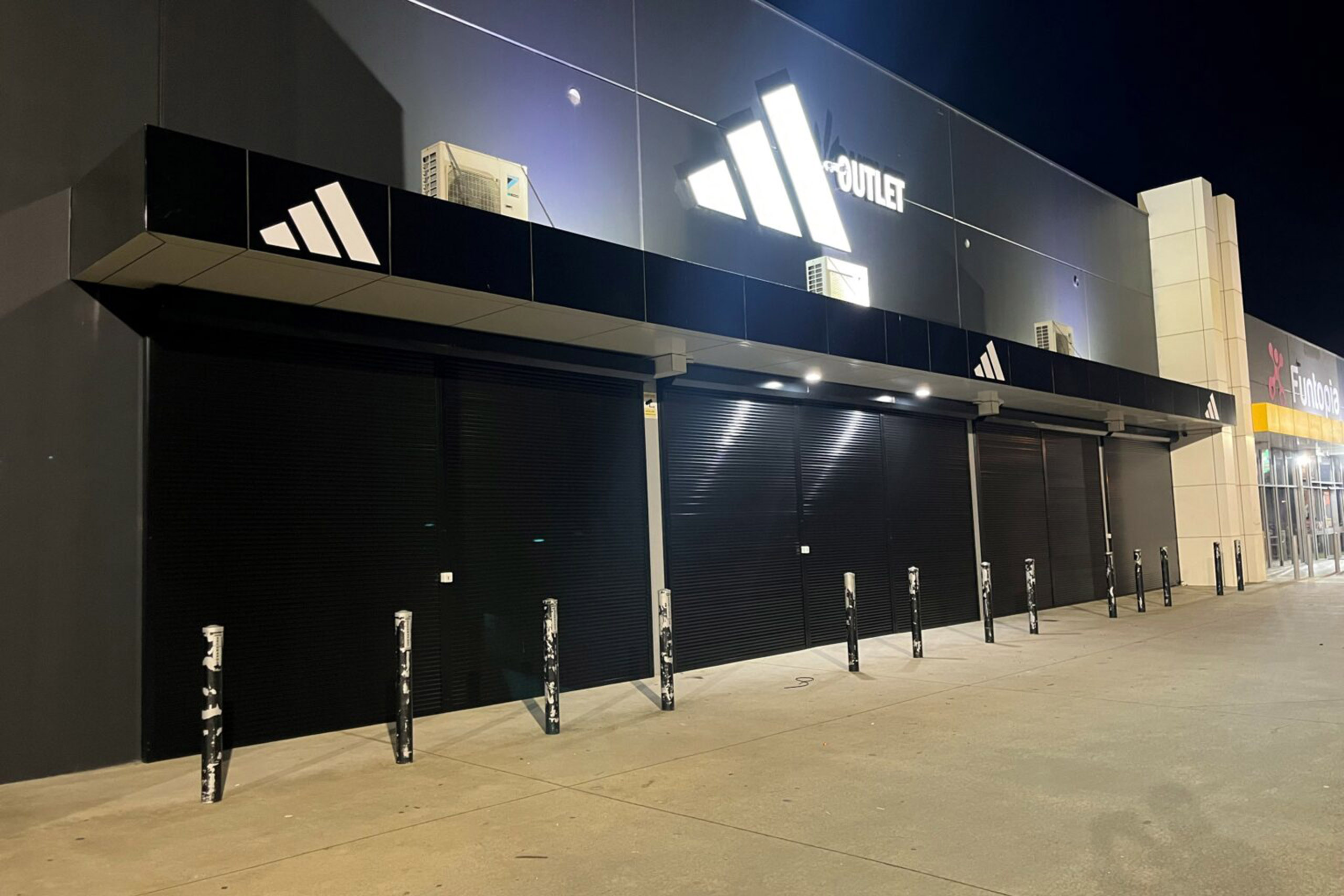 ATDC commercial security shutters installed on Adidas storefront near ...
