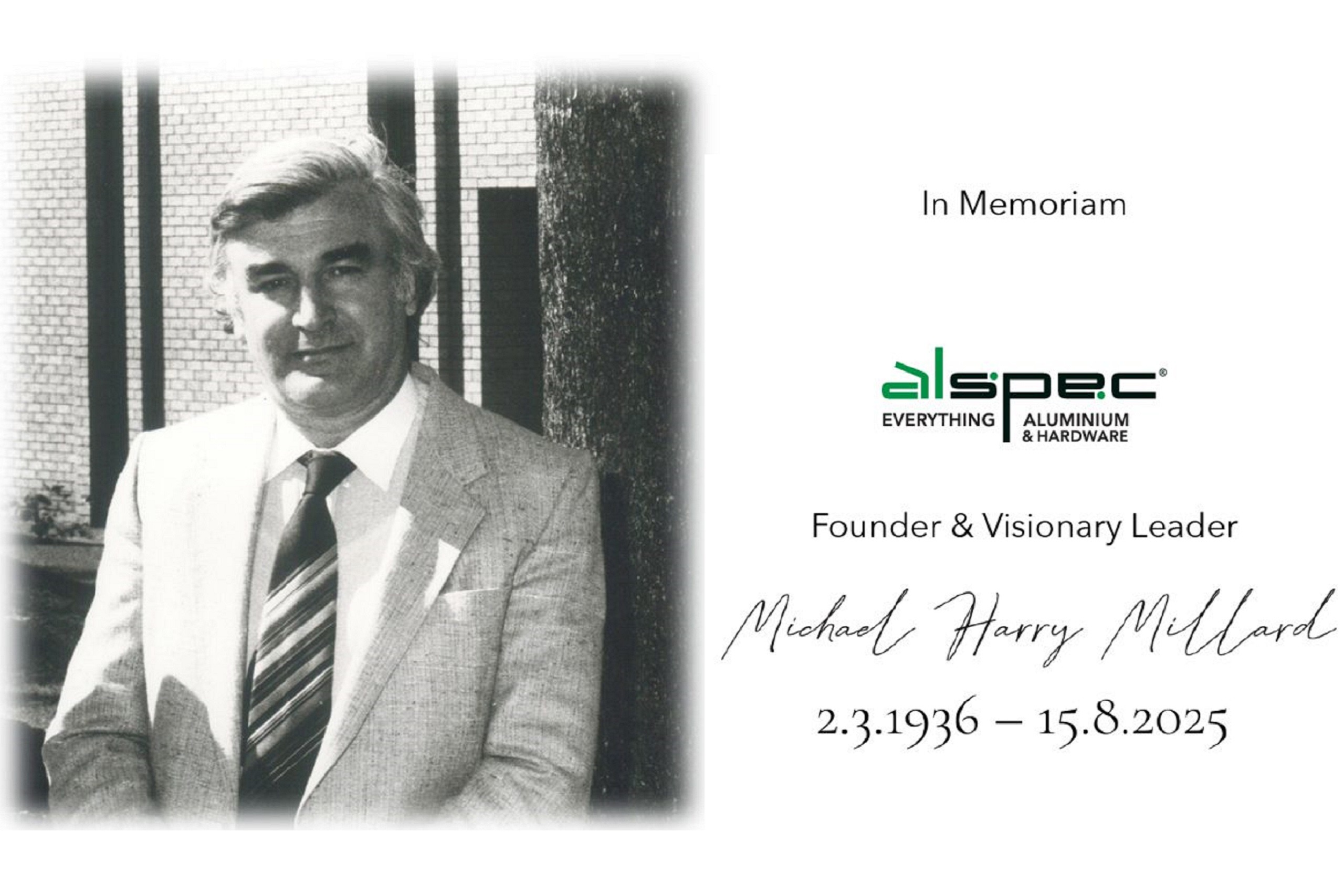 Vale Michael Harry Millard: Founder and pioneer of Alspec ...