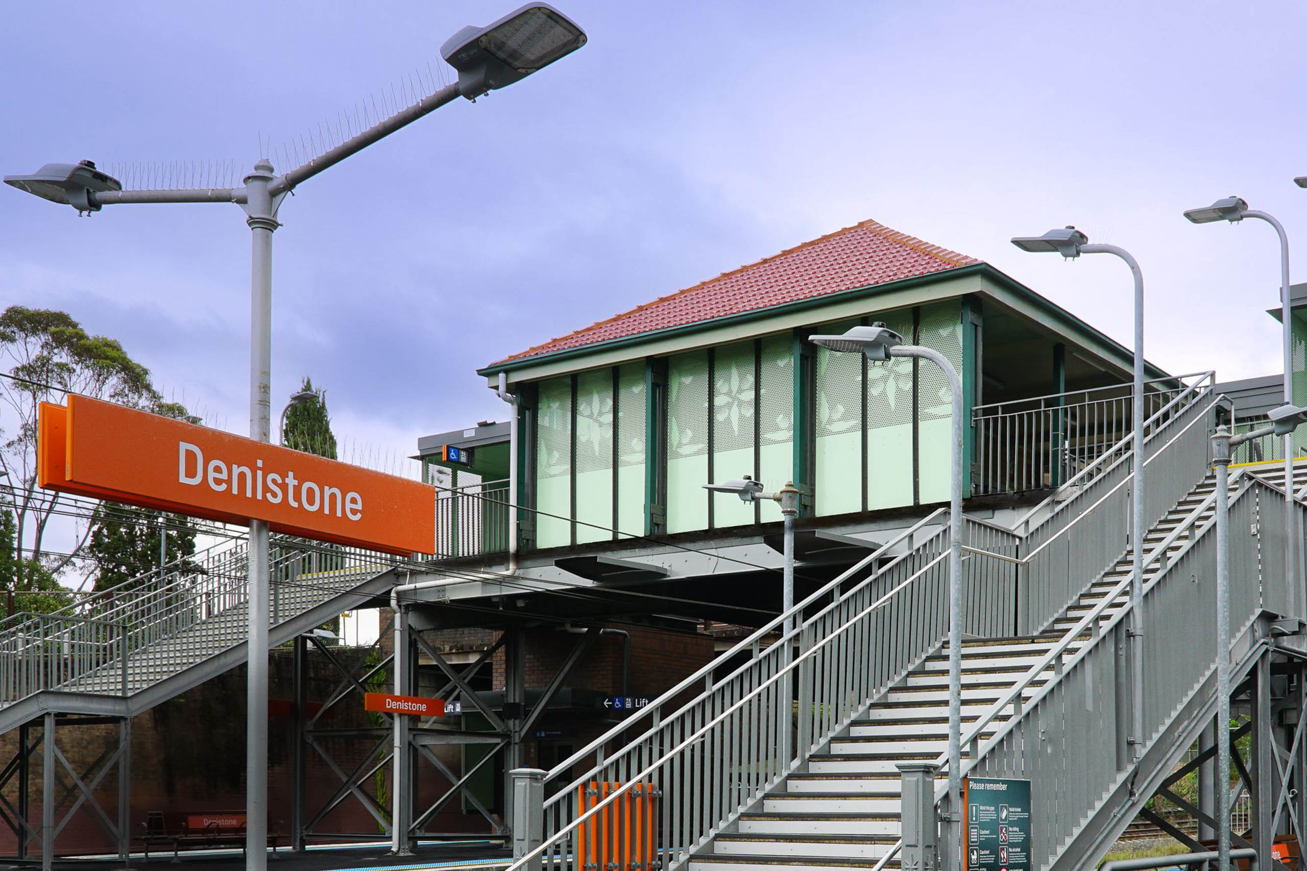 Art deco style perforated panels meet historic Denistone Station’s ...