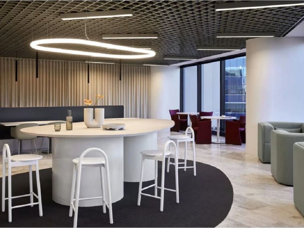 Open cell metal ceilings meet aesthetic and fire safety goals at Clough ...