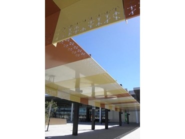 Mastermesh perforated metal canopies at Perth Airport new T2 ...