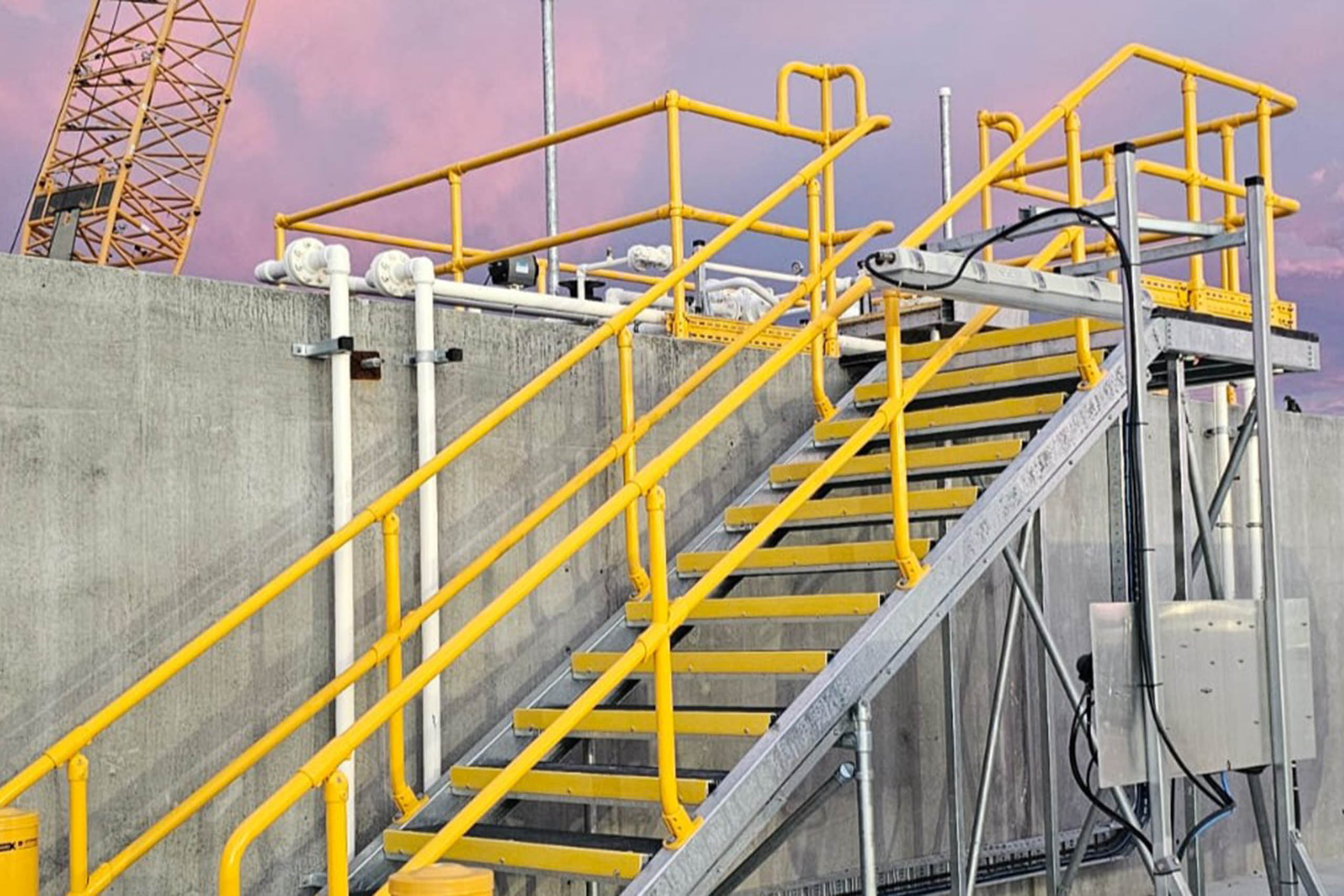 Ezibilt™ stair and platform system with Tuffrail® handrails provide ...