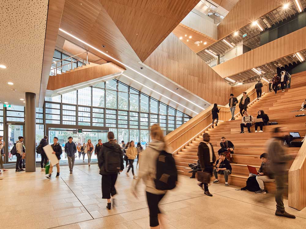 Monash Uni building featuring Big River’s hoop pine plywood ...