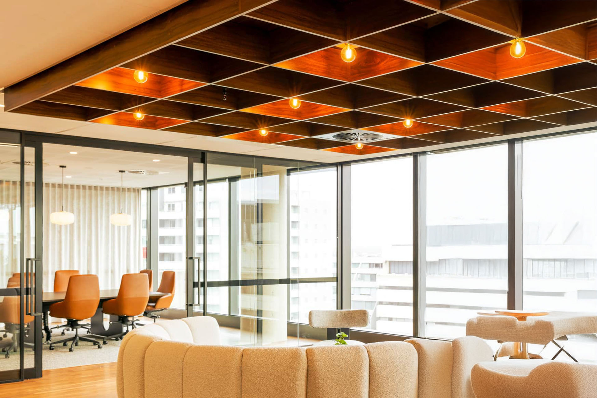 WAFFLE BLADES Geometric Acoustic Ceilings | 3D Timber Cube Systems ...