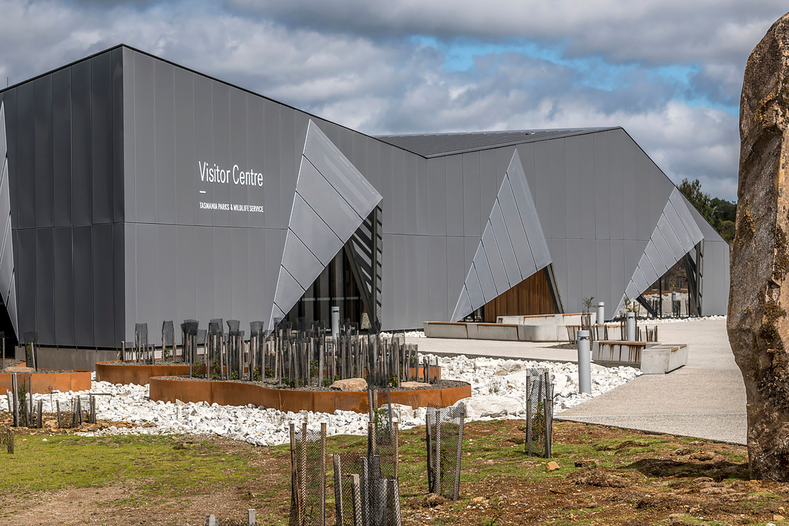 Perforated metal panels create a stunning facade on Cradle Mountain ...